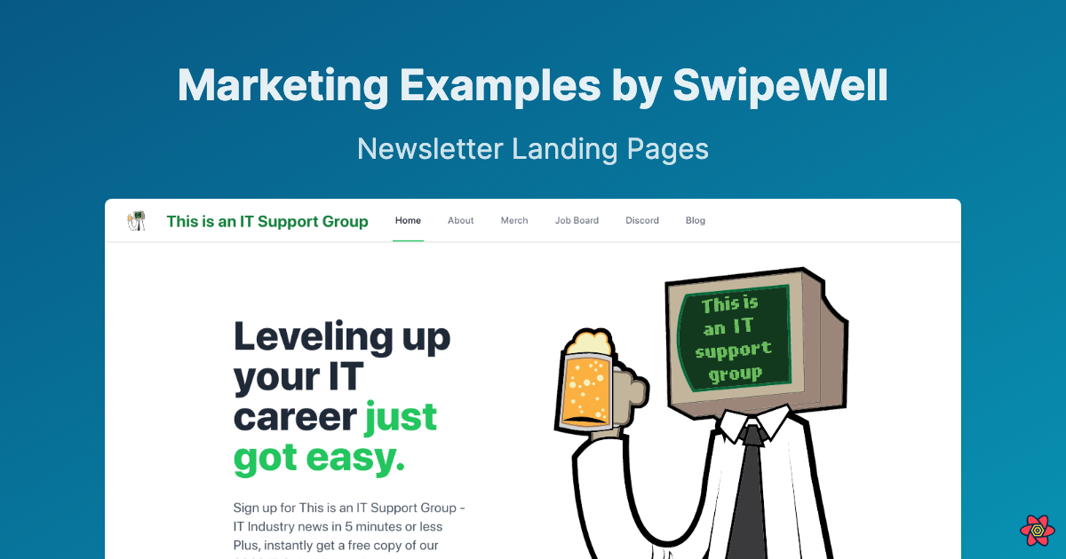 4 Best Newsletter Landing Page Examples | Marketing Examples